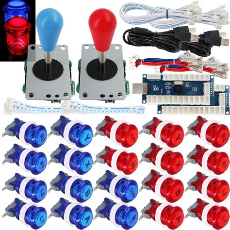 Amazon SJ JX Player Arcade Game Stick DIY Kit Buttons With Logo LED Way Joystick USB