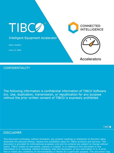 Tibco Intelligent Equipment Accelerator Overview Pdf Reliability Engineering Analytics