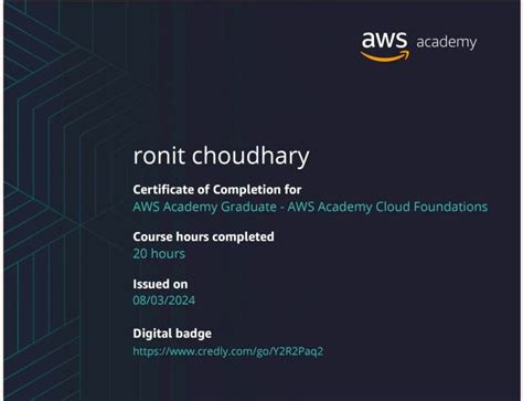 Ronit Choudhary On Linkedin Successfully Completed Aws Academy Cloud