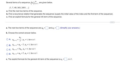solved several terms of a sequence {an} n 1 are given