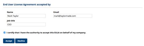 accept or decline the end user license agreement eula