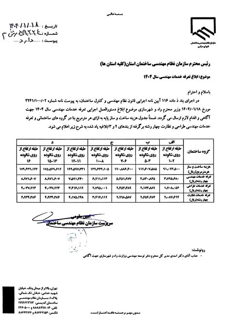 تعرفه خدمات مهندسی ۱۴۰۴ جدول کامل هزینه طراحی و نظارت ساختمان سیویل اجرا مرجع فایل، آموزش