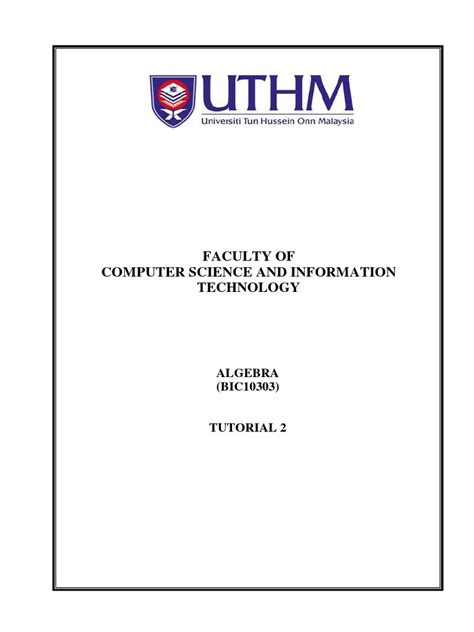 Faculty Of Computer Science And Information Technology Algebra