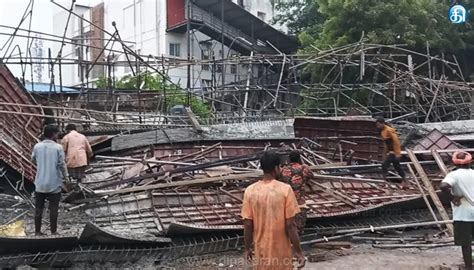 மதுரையில் பாலத்தின் இரும்பு சாரம் சரிந்து 4 பேர் காயம் Dinakaran