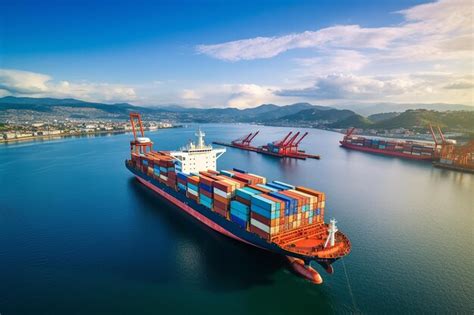 Premium Ai Image Maritime Hub Container Ship Unloading In Global Deep Sea Port