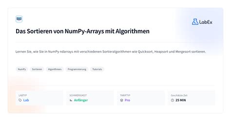 Numpy Sortieralgorithmen Programmier Tutorials Labex