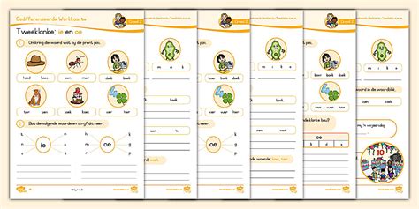 Graad 2 Klanke Gedifferensieerde Werkkaarte Ie En Oe