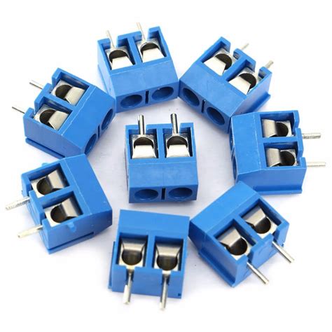 Pcs Ni Plated Pin Screw Terminal Block Connector Mm Pitch Panel Pcb Mount Blue In