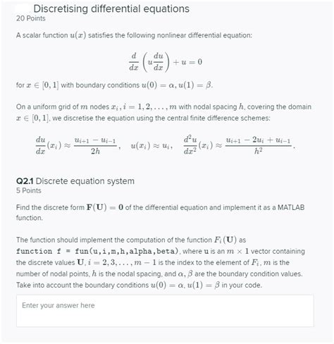 Solved Discretising Differential Equations Points A Chegg
