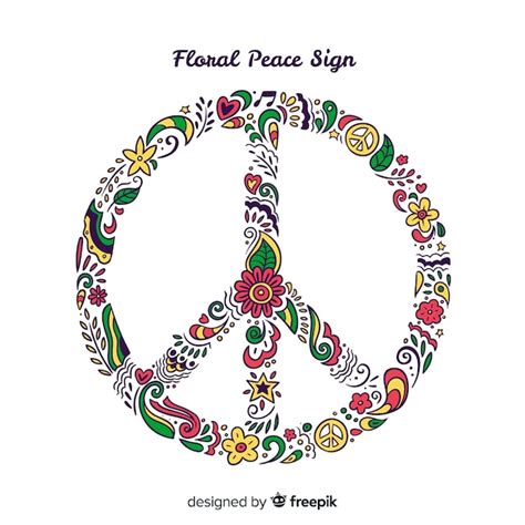 Free Vector Floral Peace Sign
