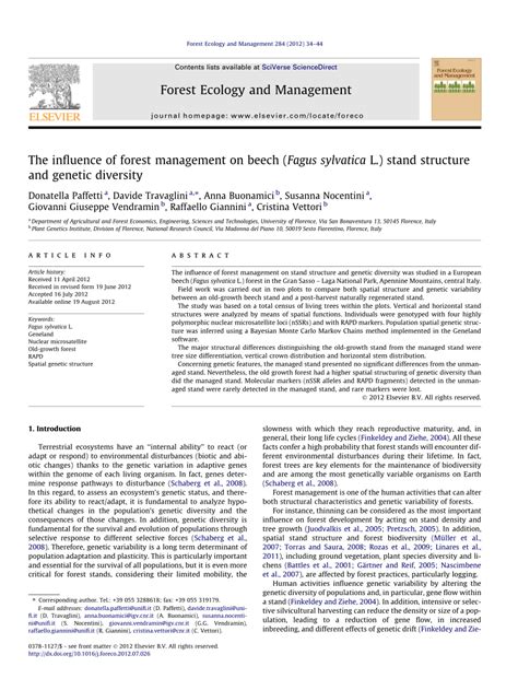 Pdf The Influence Of Forest Management On Beech Fagus Sylvatica L Stand Structure And