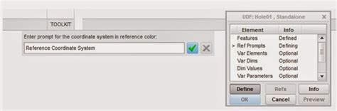Creo Automation Inserting A Udf User Defined Feature Programatically In Creo By Using A Vb