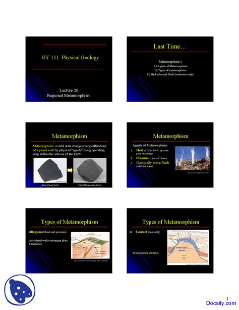 Regional Metamorphism General Geology Lecture Slides Docsity