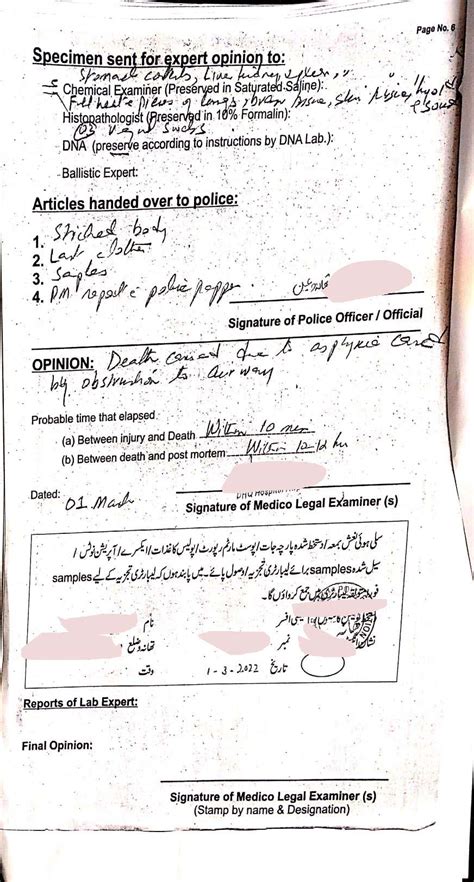 Post Mortem Report Sample Post Mortem Examination Report Format