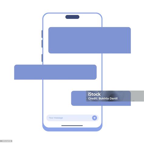 휴대 전화에서 메신저 채팅의 모형 스마트 폰및 빈 토크 음성 거품 아이콘의 템플릿 스마트폰 화면에서 대화할 수 있습니다 모바일 앱의 인터페이스 격리 된 벡터 일러스트레이션