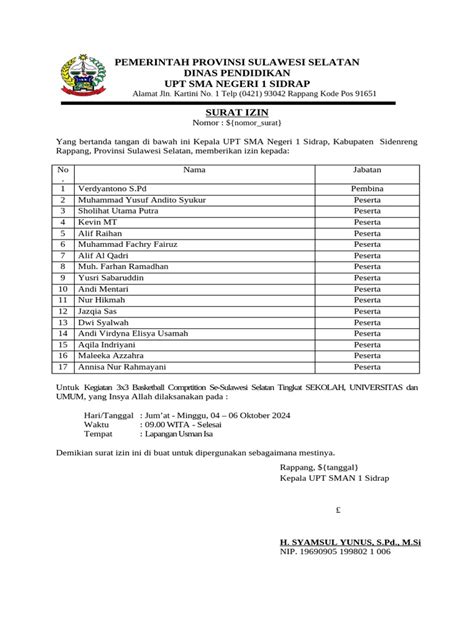 Surat Izin Siswa Upload Pdf