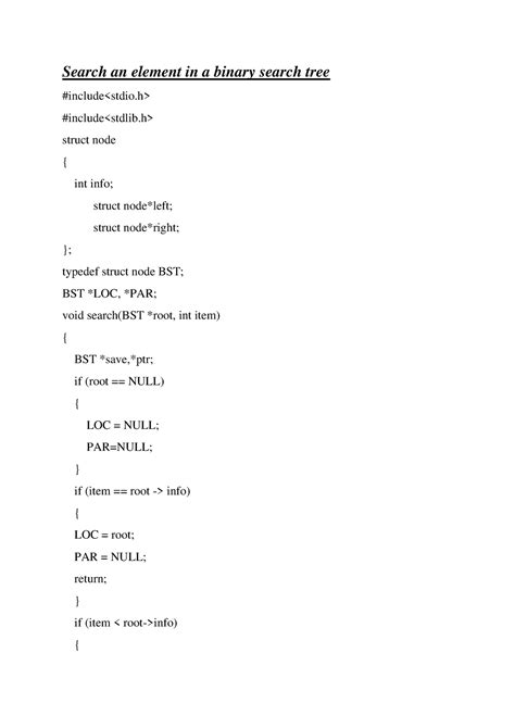 15 search an element in a binary search tree search an element in a