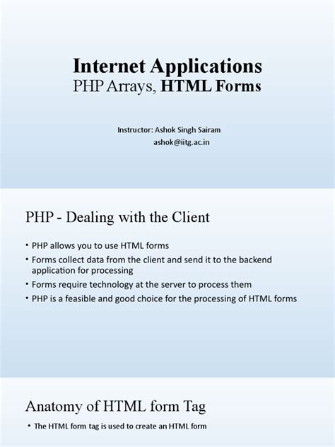 Internet Applications Php Arrays Html Forms Pdf Html Element Html