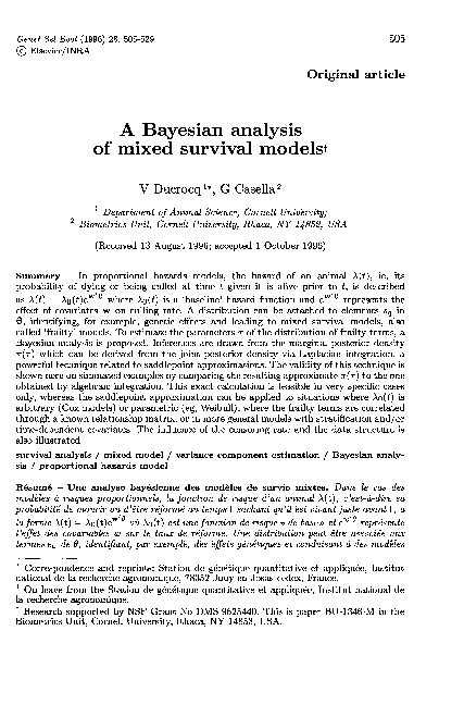 Pdf A Bayesian Analysis Of Mixed Survival Models