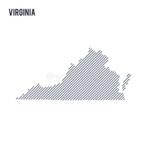 Vector Abstract Hatched Map Of State Of Virginia With Oblique Lines Isolated On A White