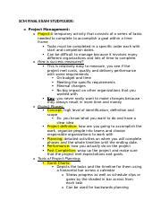 SCM FINAL EXAM STUDYGUIDE Docx SCM FINAL EXAM STUDYGUIDE O Project Management O Project A