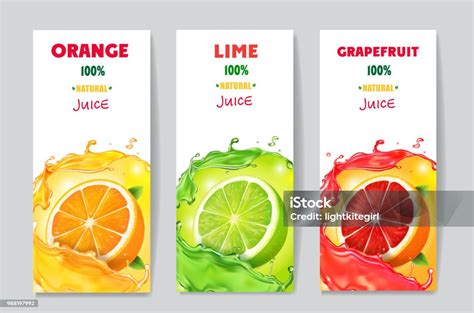 감귤 류 과일 주스와 함께 배너 하 고 많아요 자 몽 라임과 오렌지 음료 패키지 디자인 주스에 대한 스톡 벡터 아트 및 기타 이미지 주스 부숴진 신선함 Istock