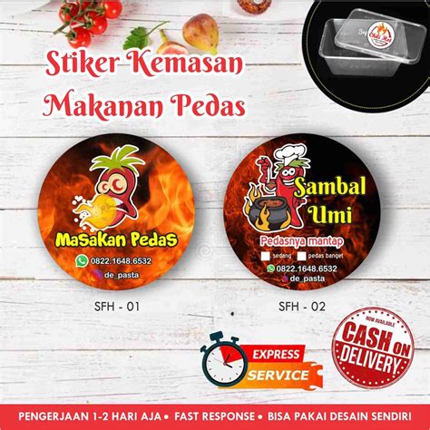 Jual Stiker Label Kemasan Makanan Pedas Stiker Seblak Stiker Cabai Stiker Sambal