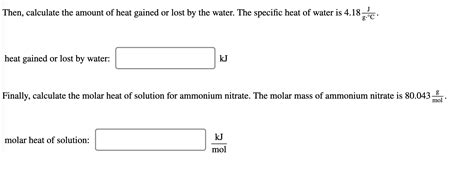 Solved Use The Heat Of Solution Interactive To Calculate The