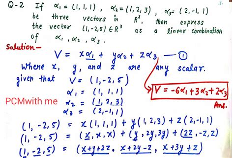 Linear Combination For B Sc 2 Year