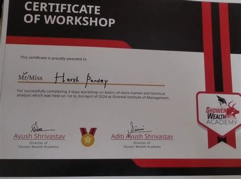 Harsh Pandey On Linkedin Completed 3 Day Workshop On Share Market Trading