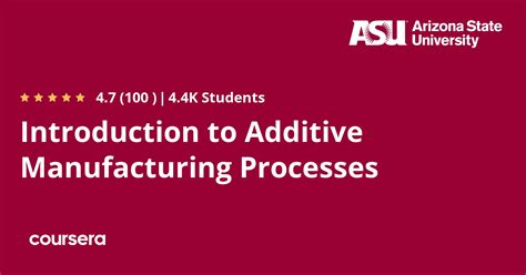 Introduction To Additive Manufacturing Processes Coursera