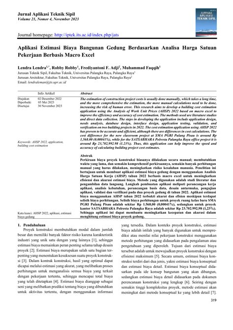Pdf Building Cost Estimation Application Based On Unit Price Analysis Of Work Based On Excel Macro