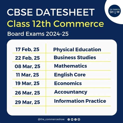 The Commerce Show Commerce Coaching Agra On Instagram Cbse Datesheet For Class 12 Commerce