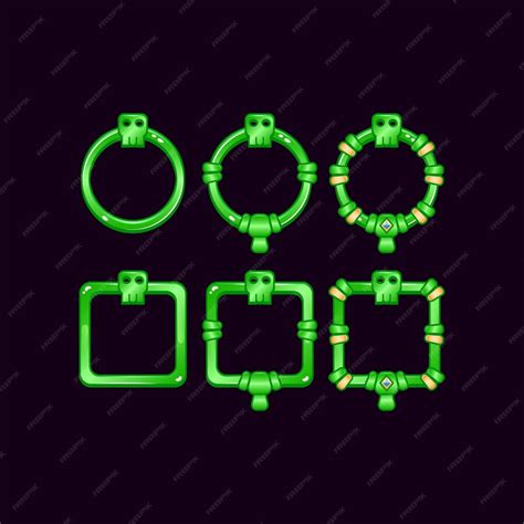 Premium Vector Set Of Game Ui Border Frame With Skull Symbol For Gui Asset Elements