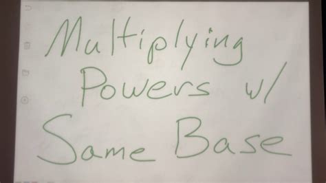 Multiplying Powers With Same Base YouTube