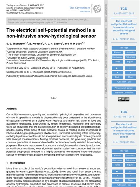 The Electrical Self Potential Method Is A Non Intr Pdf