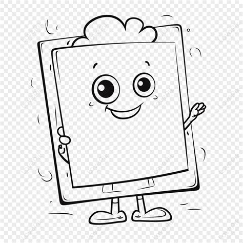 그것을 들고 만화 행복 태블릿 색칠 페이지 이미지 개요 스케치 드로잉 벡터몸짓폰트 Png 일러스트 무료 다운로드 Lovepik