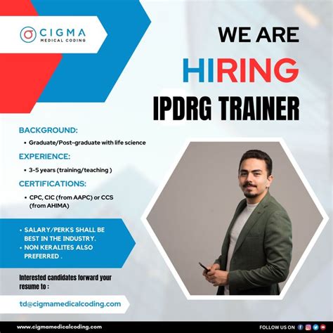 Codingwithcigma Ipdrgtrainers Healthcarerevolution Hiring Trainer Joinourteam