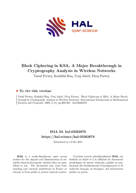 Pdf Block Ciphering In Ksa A Major Breakthrough In Cryptography