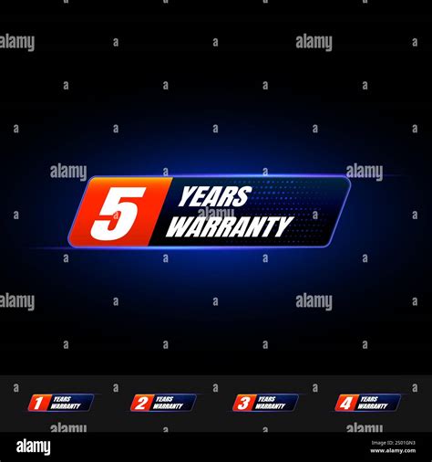 Warranty 3d Logo Set 54321 Years Neon Glowing Warranty Label For