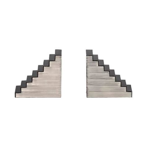 Liv And Skye Black And White 6 In 6 In Striped Steps Wood Bookends Set Of 2 20631 The Home Depot