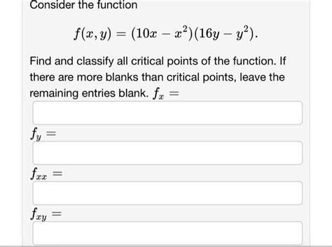 Solved Consider The Function F X Y 10x−x2 16y−y2 Find