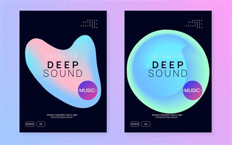 전자 파티 집과 디스코텍 레이아웃 브로셔의 웨이브 글리치 리니어 테크노 이벤트 프레젠테이션 디자인을 위한 동적 패턴입니다 검은색과 청록색 전자 파티 프리미엄 벡터