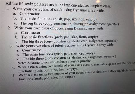 Solved All The Following Classes Are To Be Implemented As Chegg
