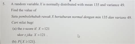solved 5 a random variable x is normally distributed with mean 135