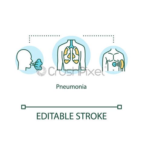 Pneumonia Concept Icon Alveoli Diagnosis Lung Inflammation Respiratory Illness Bronchi Stock