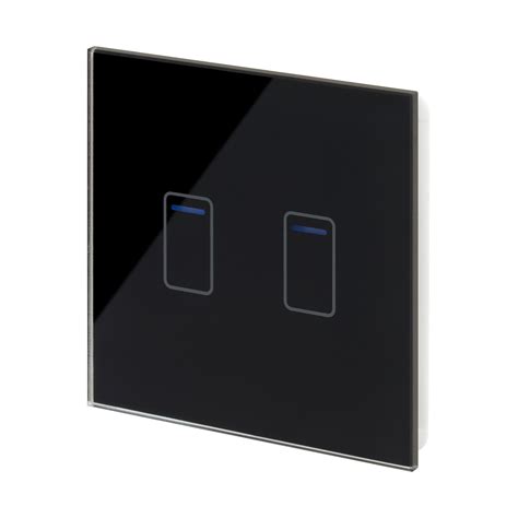 Retrotouch Crystal 01409 2 Gang 2 Way Touch Switch Black Glass