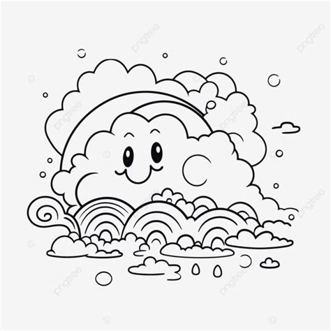 행복한 아이들 색칠하기놀이 벡터 기본 간단한 귀여운 만화 기후 개요 흰색 배경에 고립 어린이 색칠 페이지 Png 일러스트 및 벡터 에 대한 무료 다운로드 Pngtree