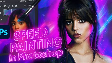 Wednesday Jenna Ortega Speed Painting In Photoshop Digital Portrait
