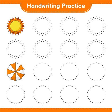 Handwriting Practice Tracing Lines Of Sun And Umbrella Educational